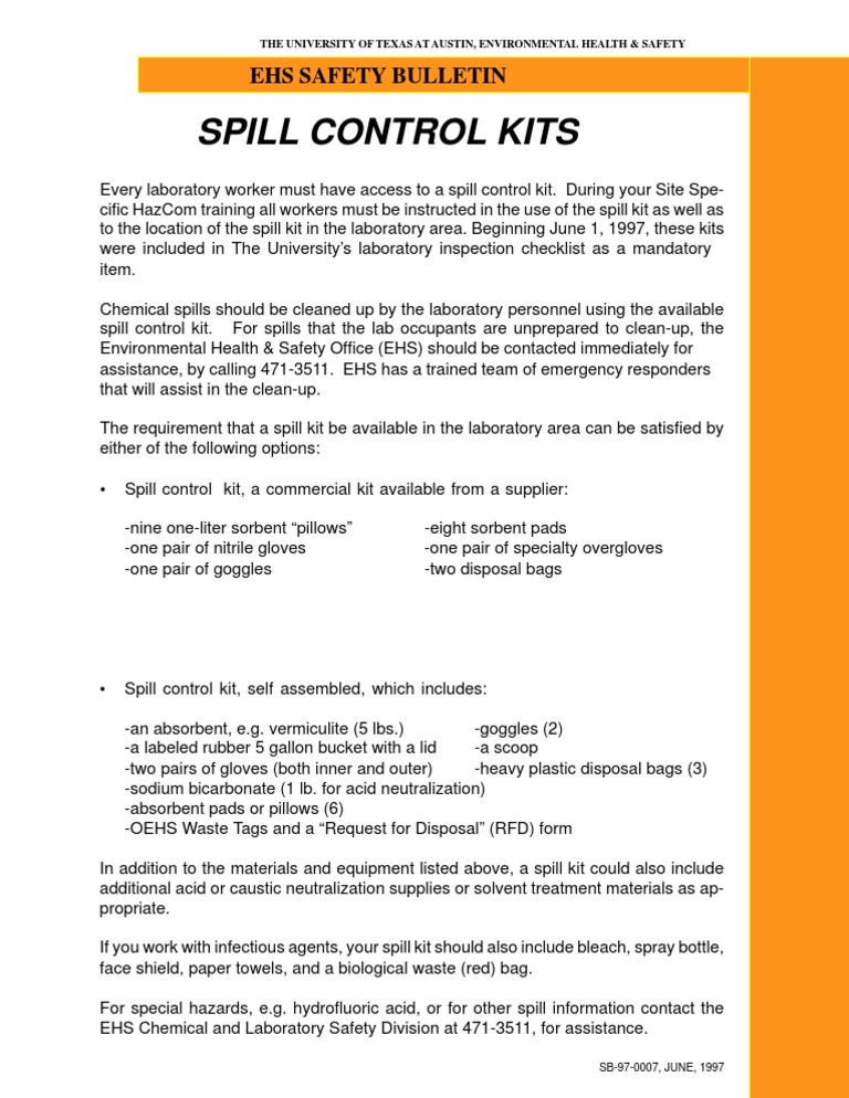 Essential Spill Control Kits for Labs | PDF