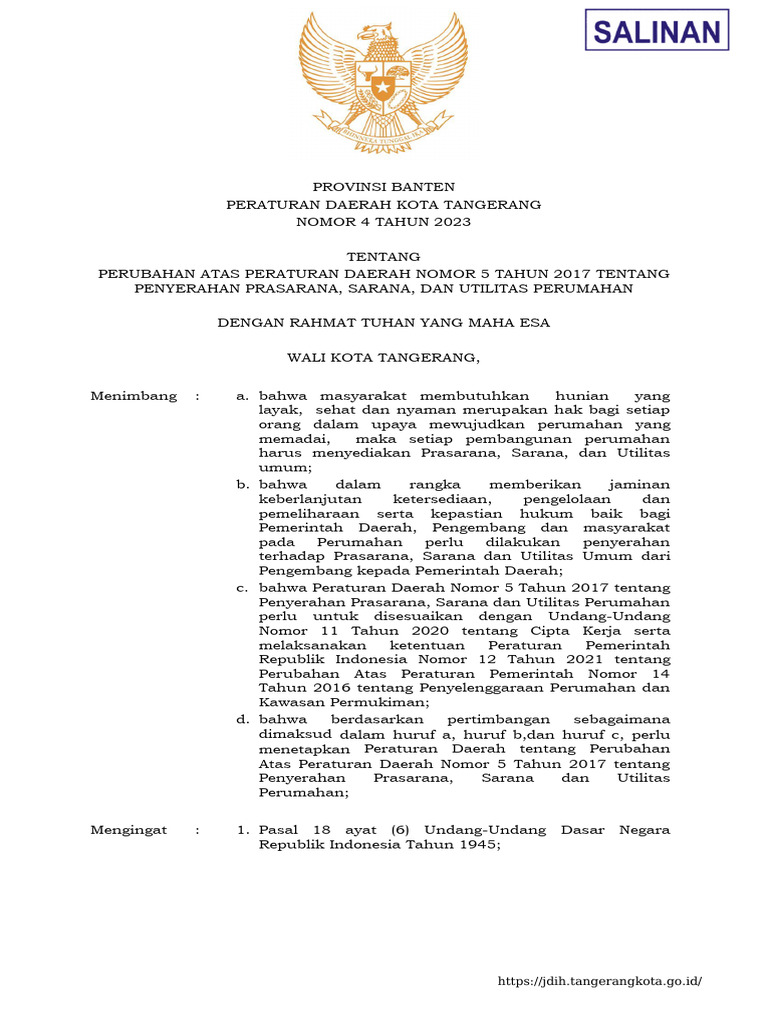 Perda No 4 Tahun 2023 | PDF