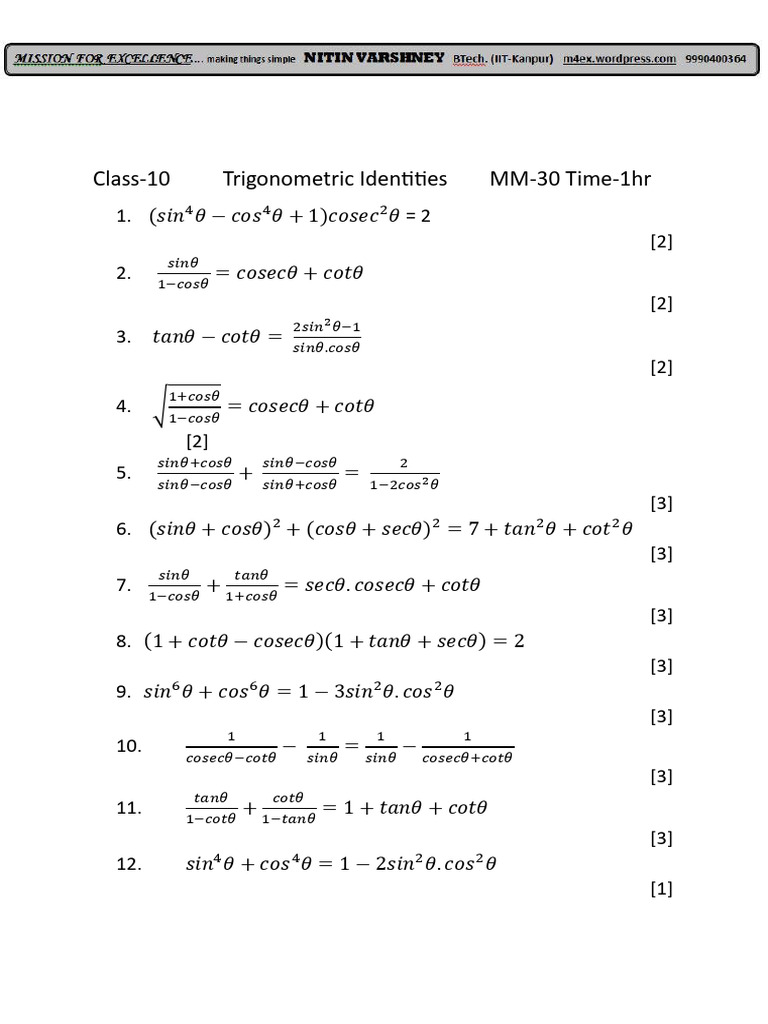 10th trigo identity | PDF