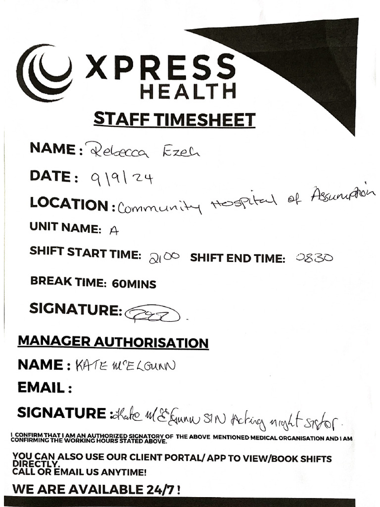 Timesheets CHOA | PDF