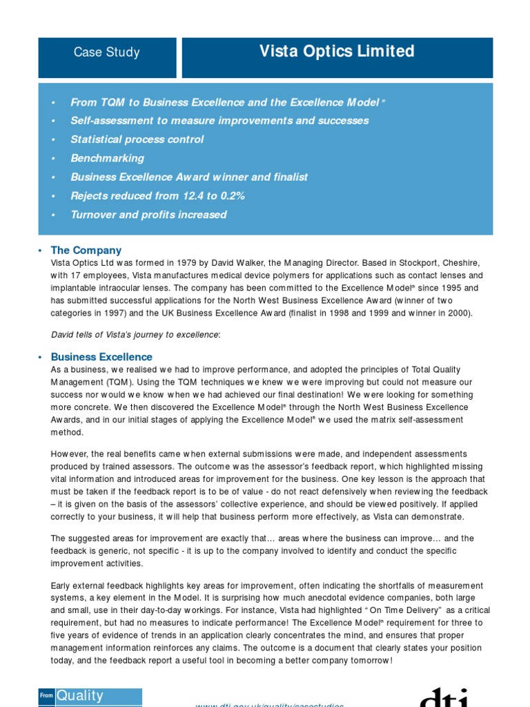 Vista TQM Case-Study | PDF