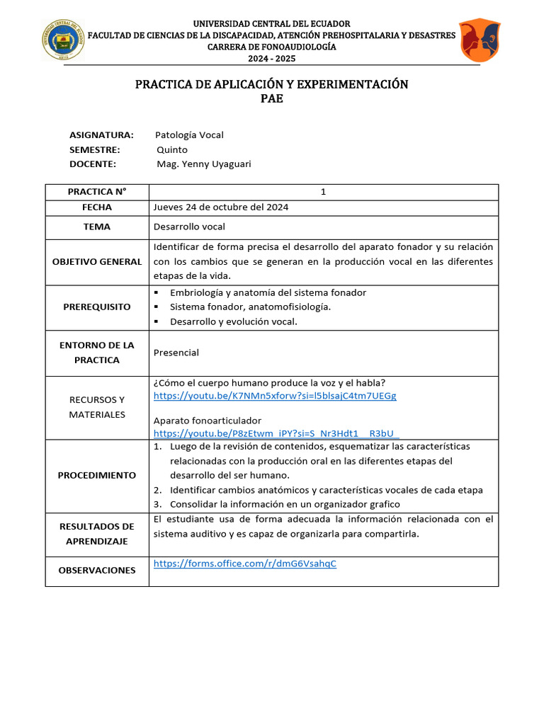 Pae 1 - Patologia Vocal | PDF