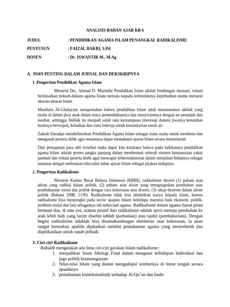 Analisis Bahan Ajar Kb 6 | PDF