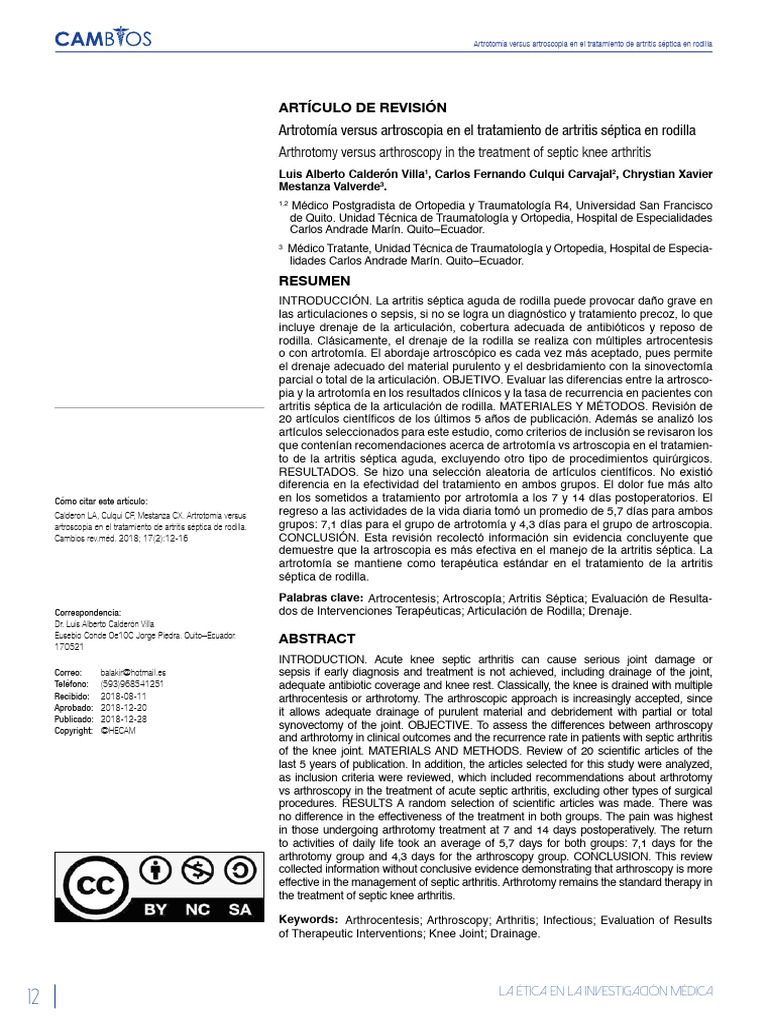 Artros Vs Artro Septica | PDF | Staphylococcus Aureus | Septicemia