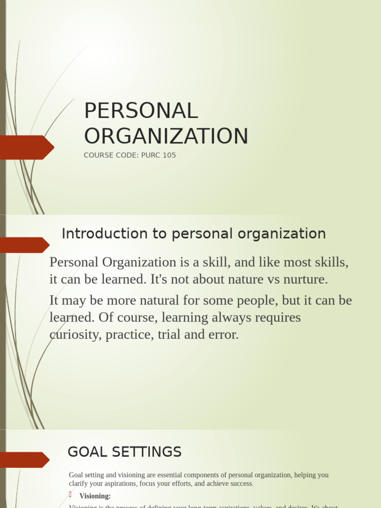 Personal+Organization | PDF | Goal Setting | Goal