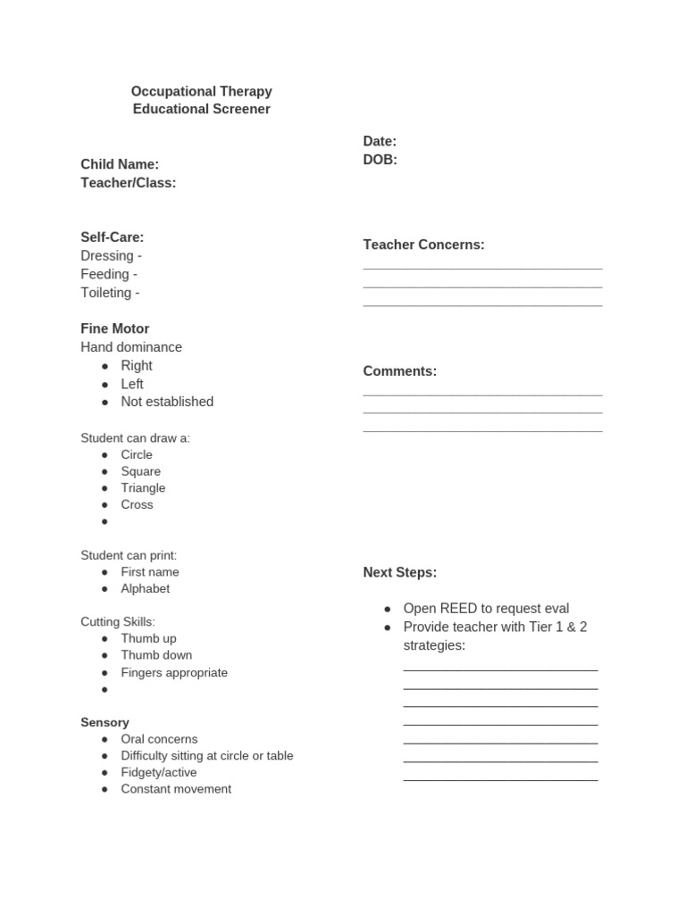 OT Screener | PDF