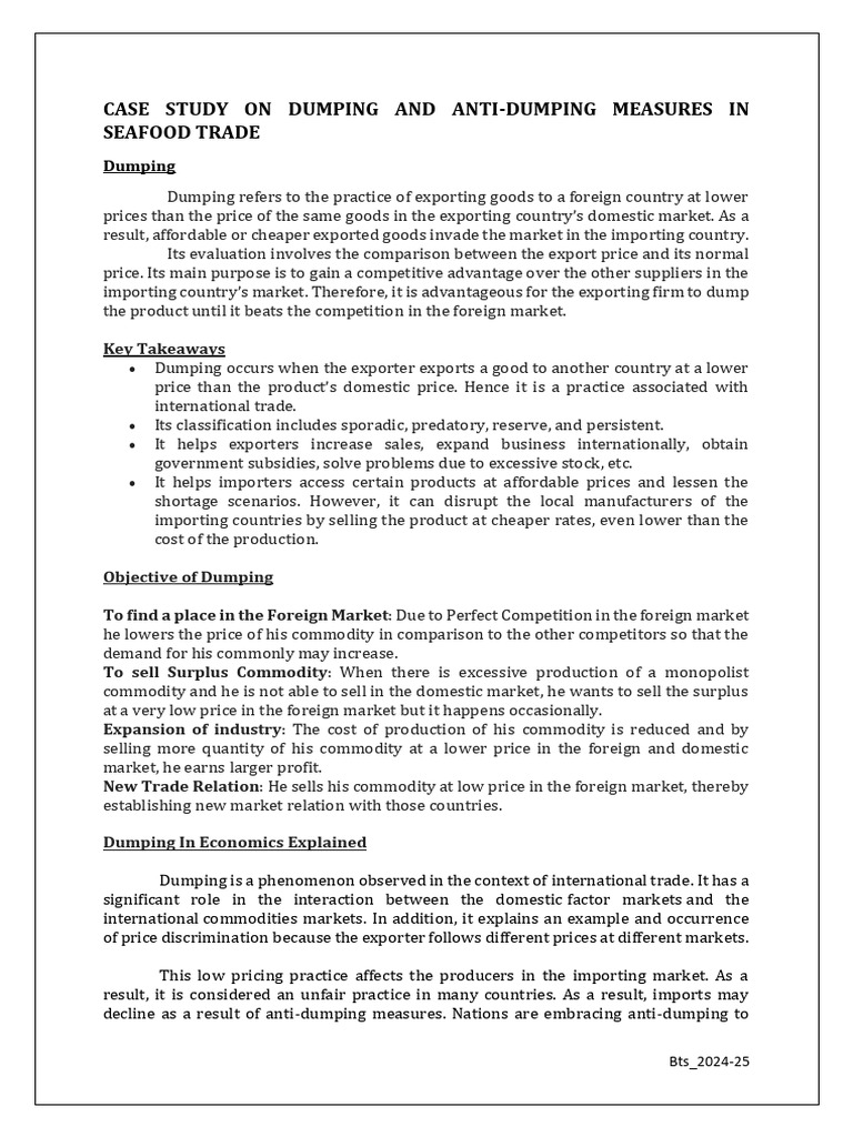 003 Case Study On Dumping and Anti-Dumping | PDF | Dumping (Pricing Policy) | Exports