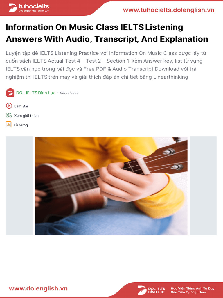 IELTS Listening: Music Class Insights | PDF