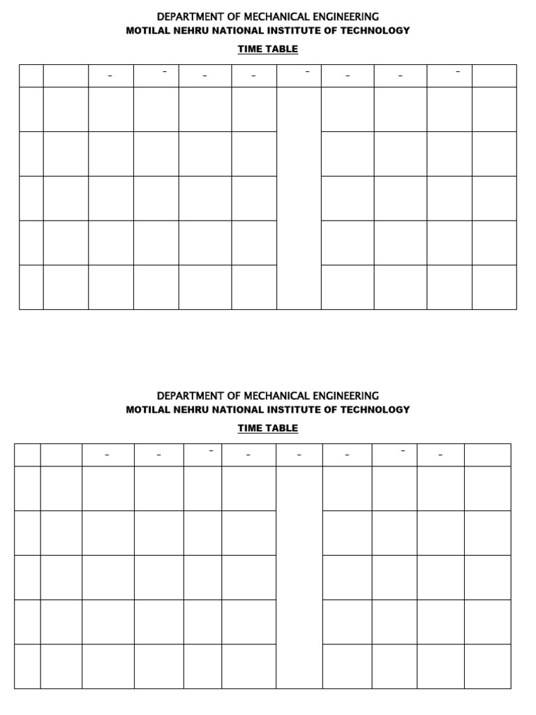 Mechanical Engg. Timetable | PDF | Physical Sciences | Mechanical ...