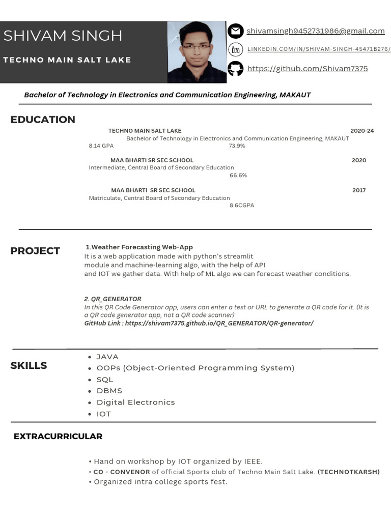 Shivam Singh - CV | PDF