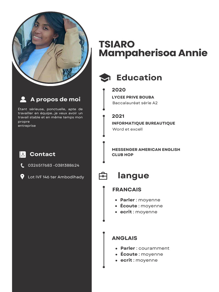 CV d'Annie Mampaherisoa - Compétences en Informatique | PDF
