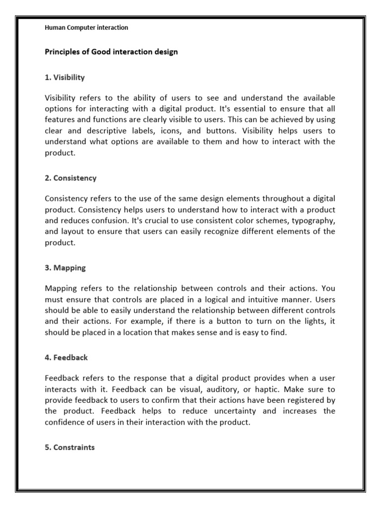 Good Interaction Design Principles | PDF | Human–Computer Interaction | User Interface