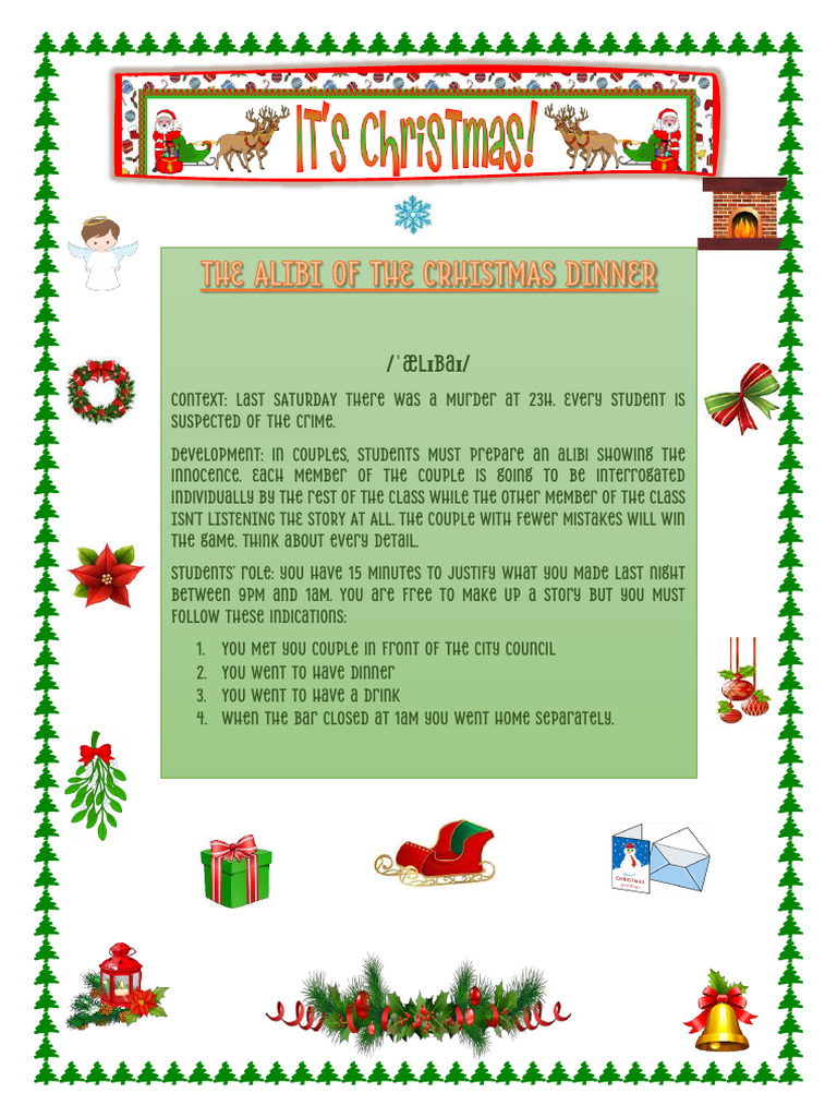Alibi Christmas Dinner Rolpelay | PDF