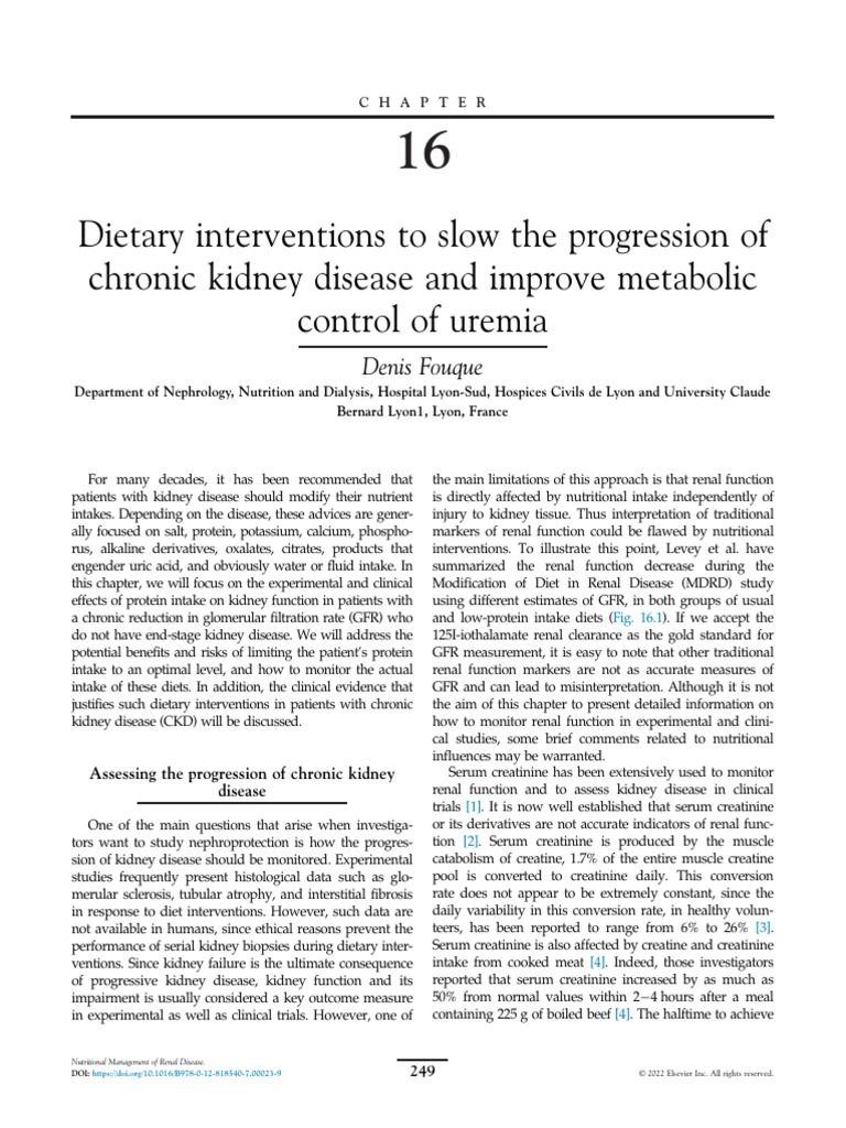 Dietary Interventions to Slow the Progression of Chronic Kidney Disease ...