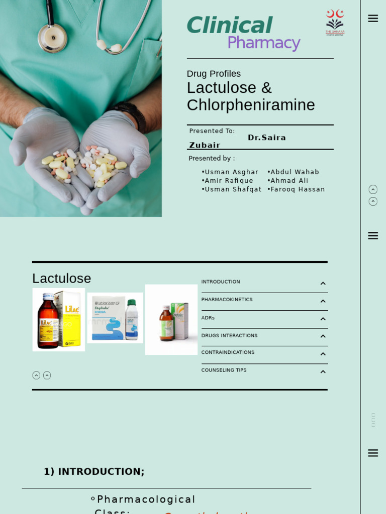 Lactulose & Chlorpheniramine | PDF | Drugs | Pharmacology