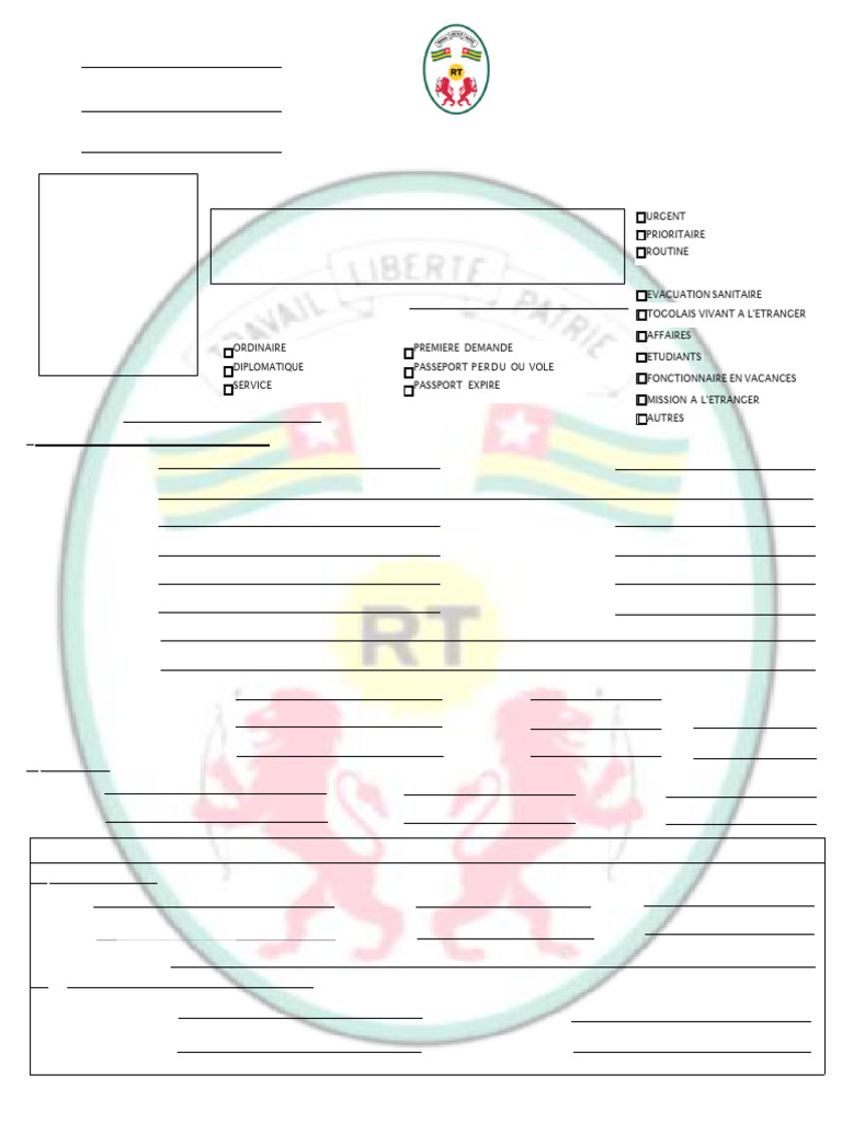Formulaire de demande de passeport togolais | PDF | Gouvernement et ...