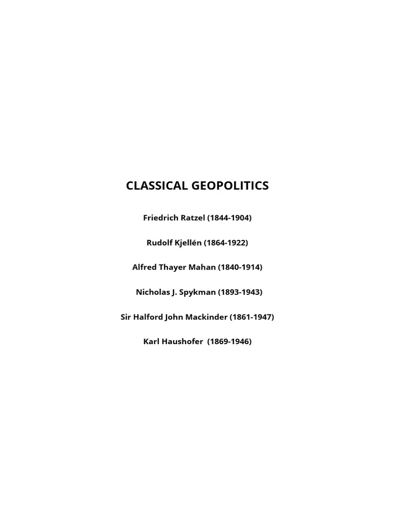 Friedrich Ratzel (1844-1904) Dates and Historical Context Born August ...