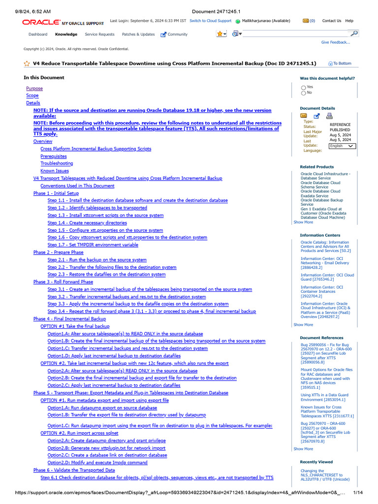 XTT - v4 - Document 2471245.1 | PDF | Backup | Databases
