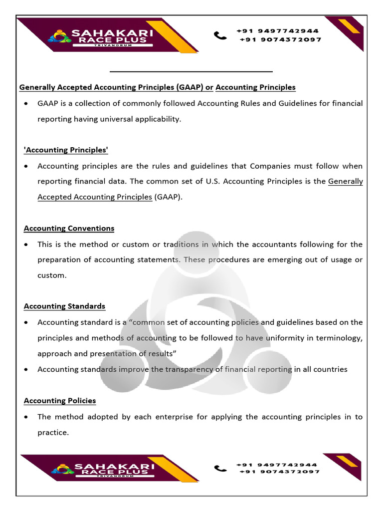 Gaap Notes | PDF | International Financial Reporting Standards | Expense