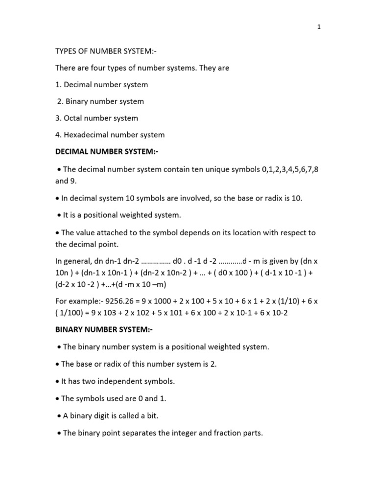 Overview of Number Systems Explained | PDF