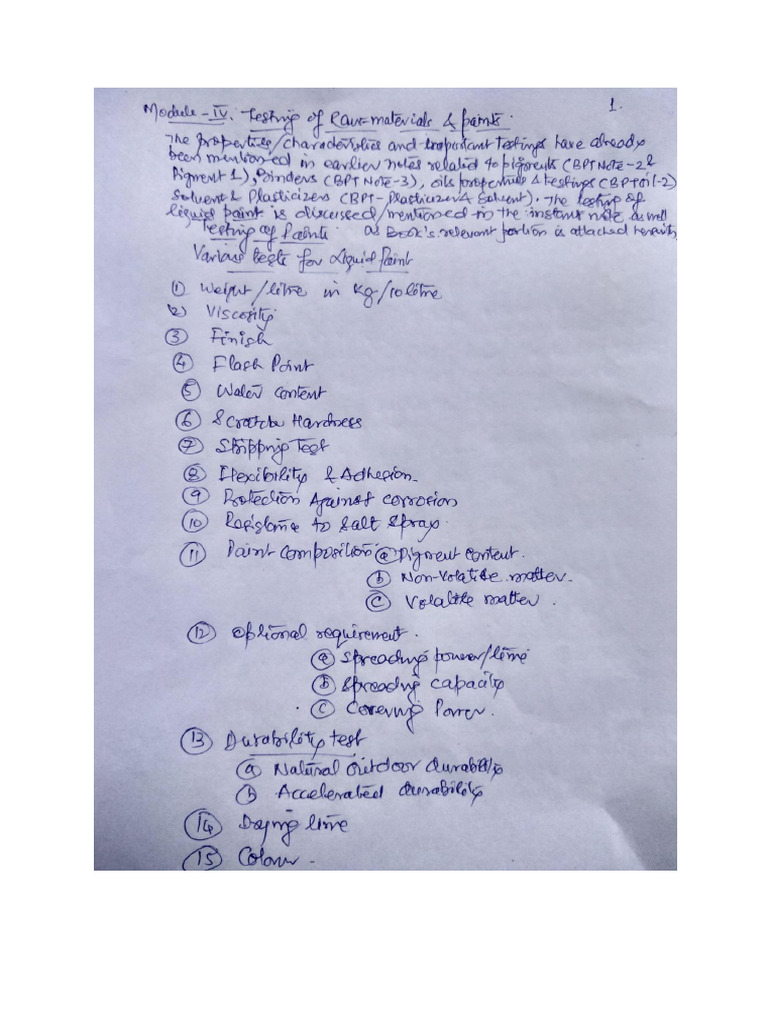 ICET Note 4 - (Testing of Paint) | PDF