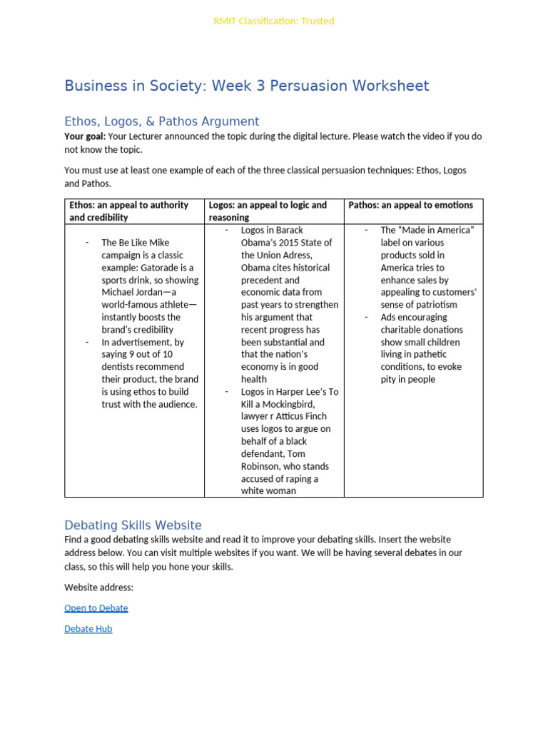 Handout - Online Session - Persuasion Worksheet | PDF