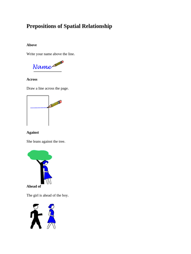 Prepositions of Spatial Relationship (1) | PDF Prepositions of Spatial Relationship (1) | PDF