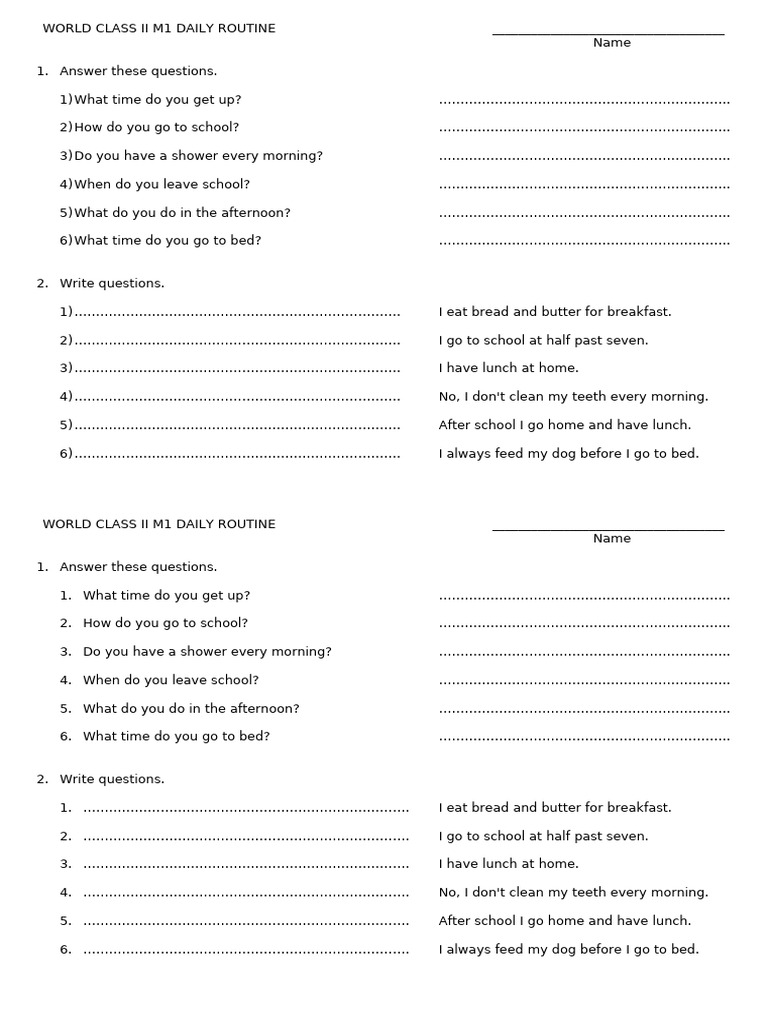 World Class II m1 Daily Routine | PDF