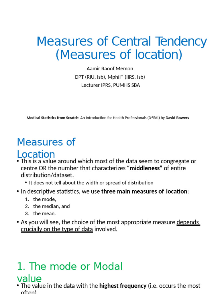 5.measures of Central Tendency | PDF | Mean | Median
