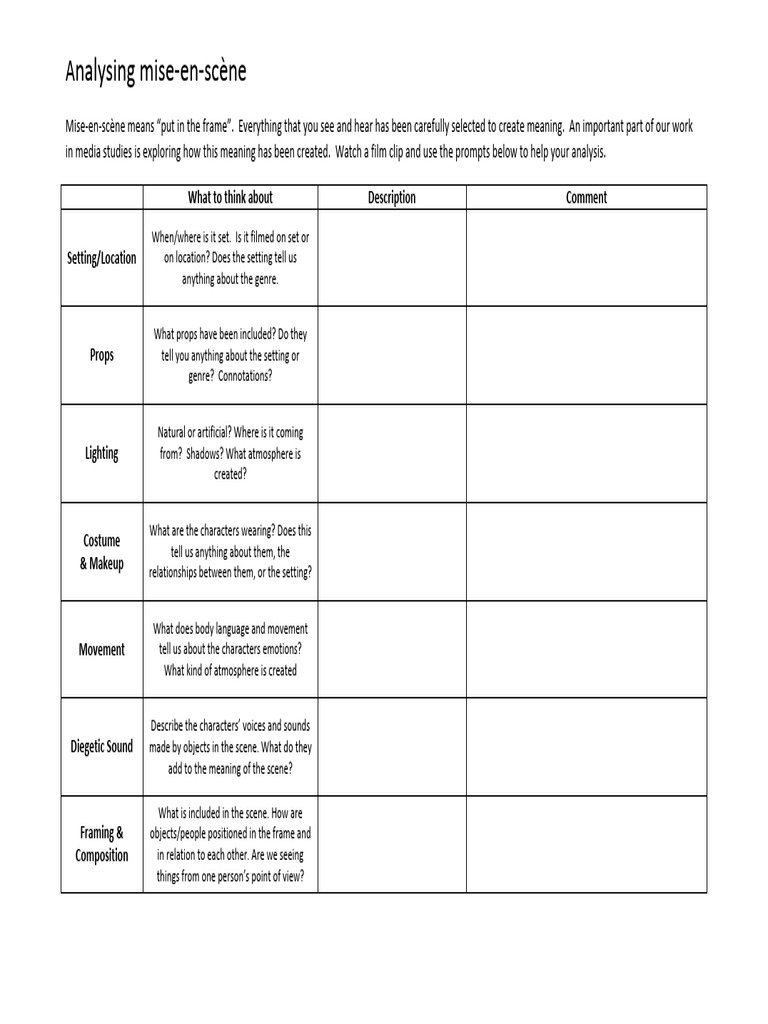 Analyzing Mise-en-Scène in Film | PDF