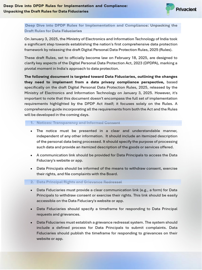 Privacient DPDP Rule Summary | PDF | Computer Security | Security
