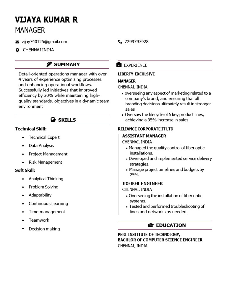 Vijay Resume | PDF | Project Management | Computing
