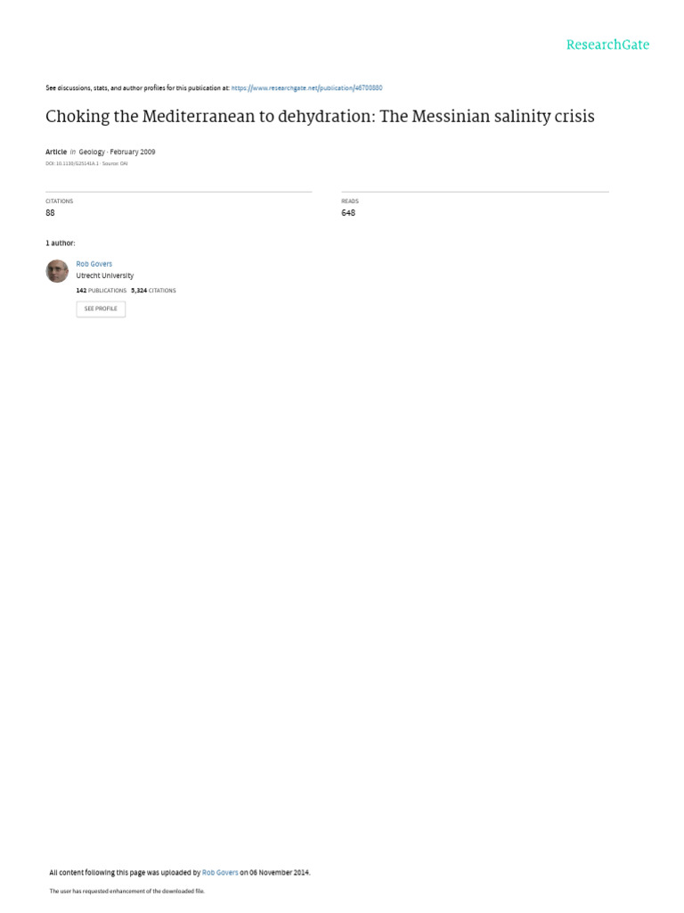 Paper - 2009 - Choking The Mediterranean To Dehydration - The Messinian ...