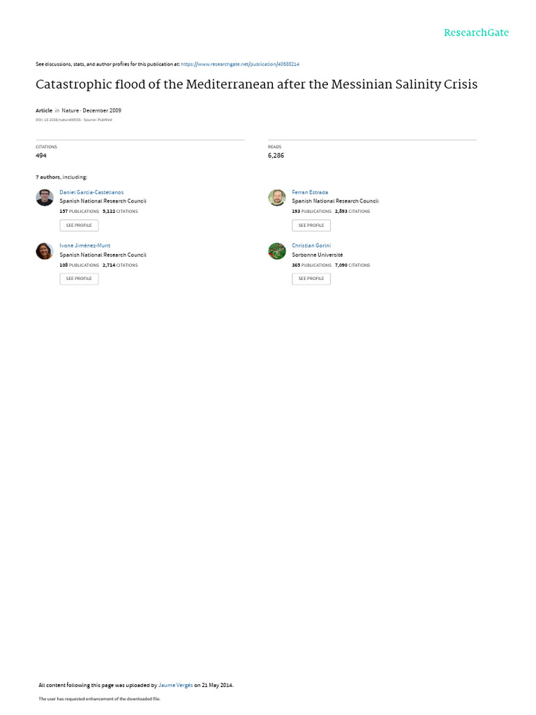 Paper - 2014 - Catastrophic Flood of The Mediterranean After The ...