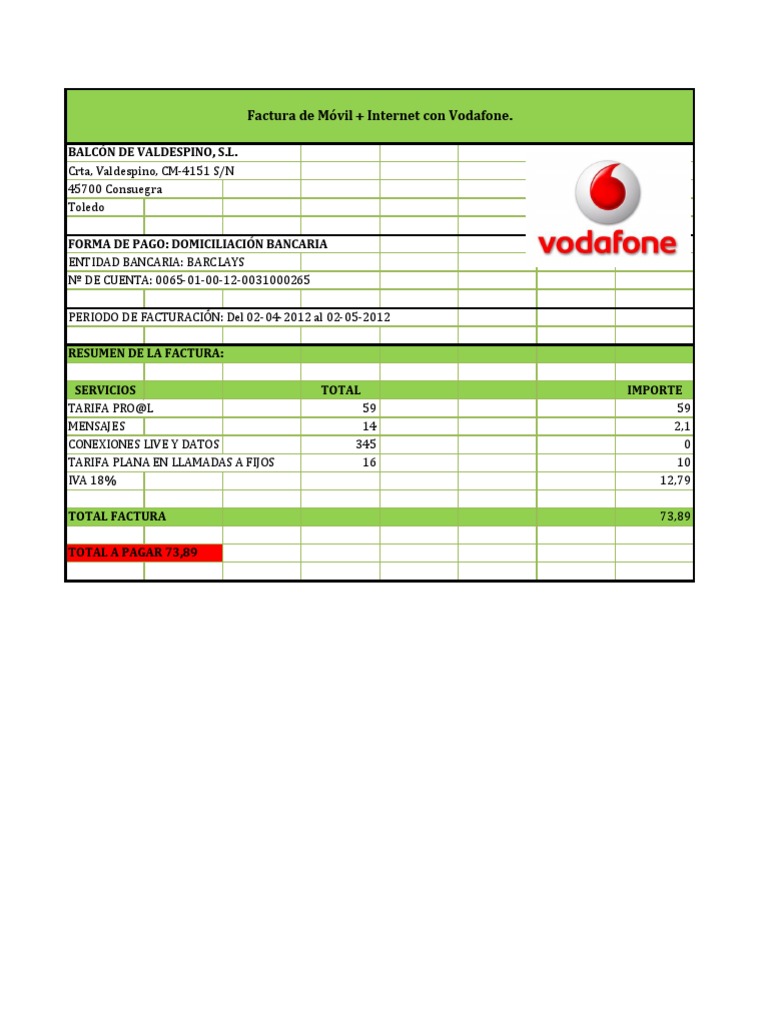 Factura Vodafone | PDF
