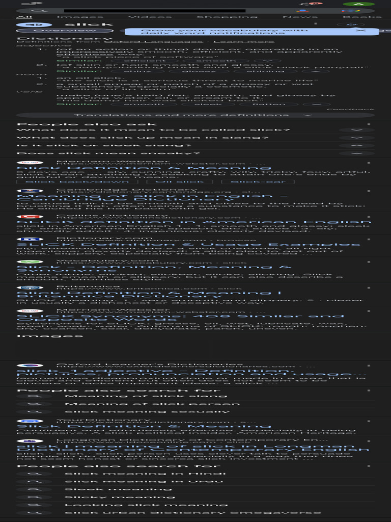 Meaning of Slick - Google Search | PDF | Linguistics | Lexicology