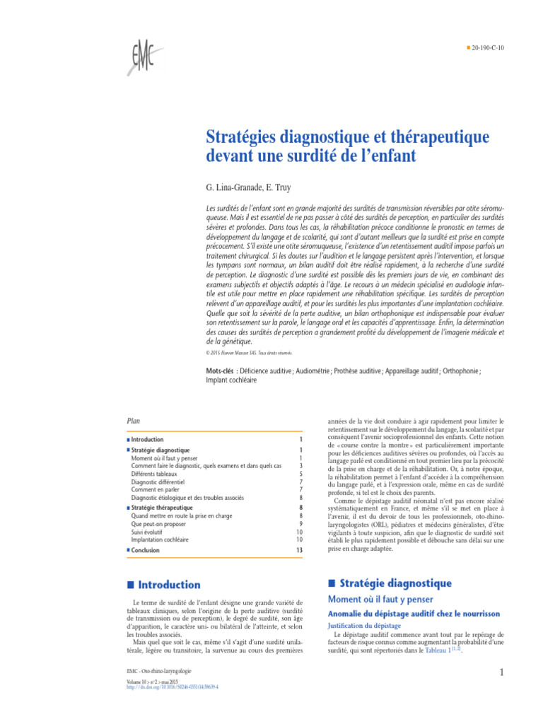 DGC Et TRT de La Surdité Enfant | PDF | Maladies et troubles | Médecine clinique