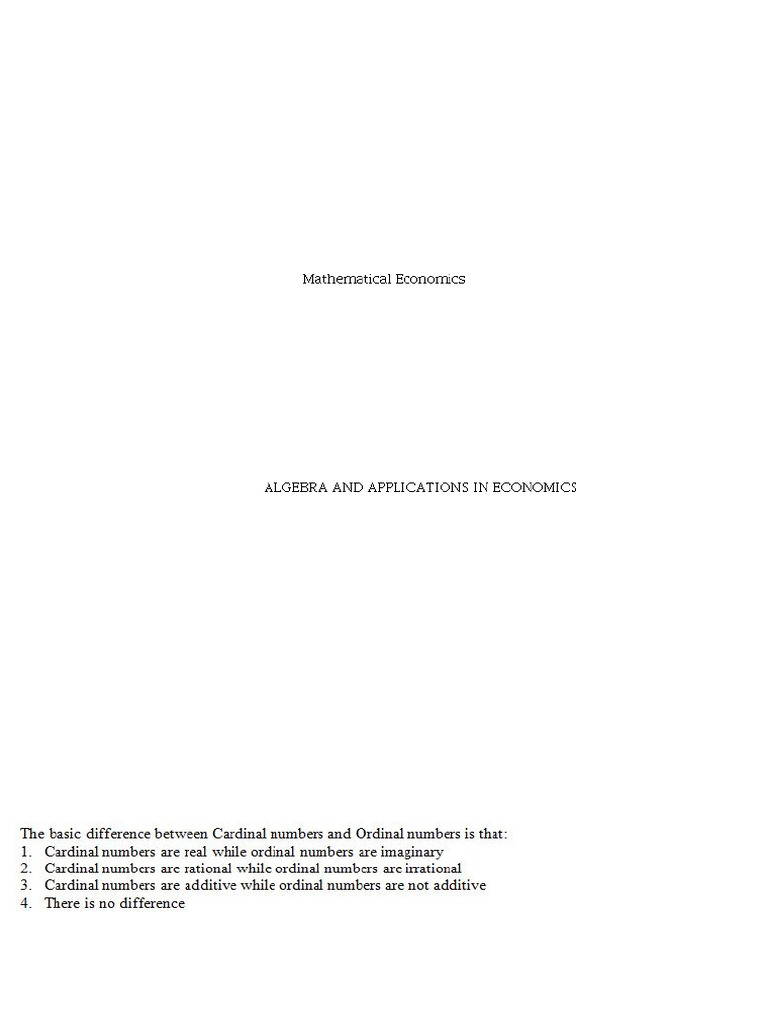 Mathematical Economics Exam Paper 2019 | PDF | Multiple Choice ...