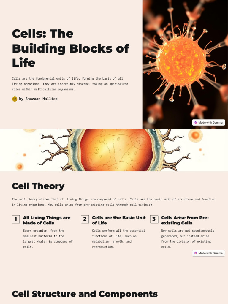 Cells the Building Blocks of Life | PDF | Cell (Biology) | Cell Biology