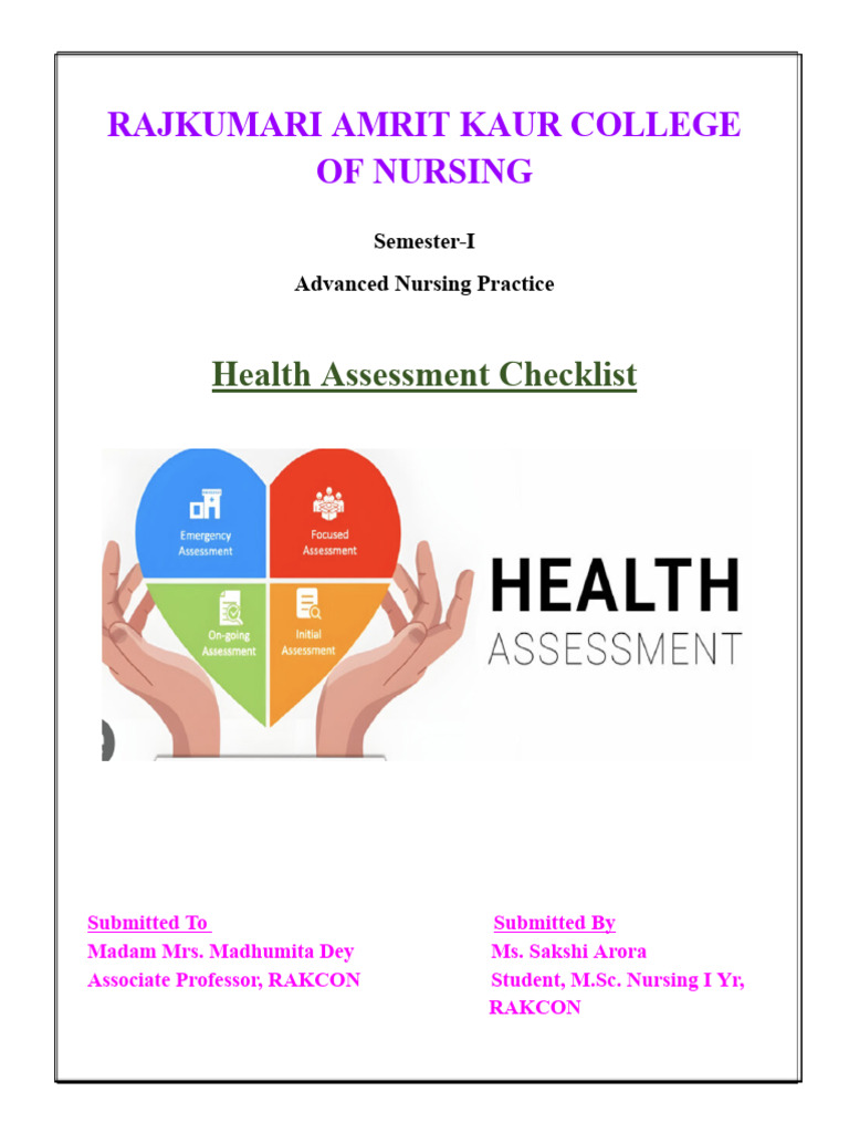 Health Assessment Checklist (Sakshi) (1) | PDF | Human Nose | Nursing