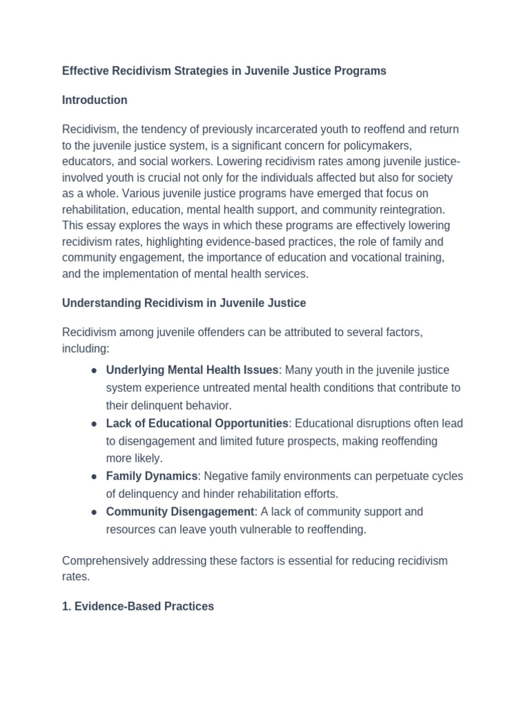 Effective Recidivism Strategies in Juvenile Justice Programs | PDF | Recidivism | Juvenile ...