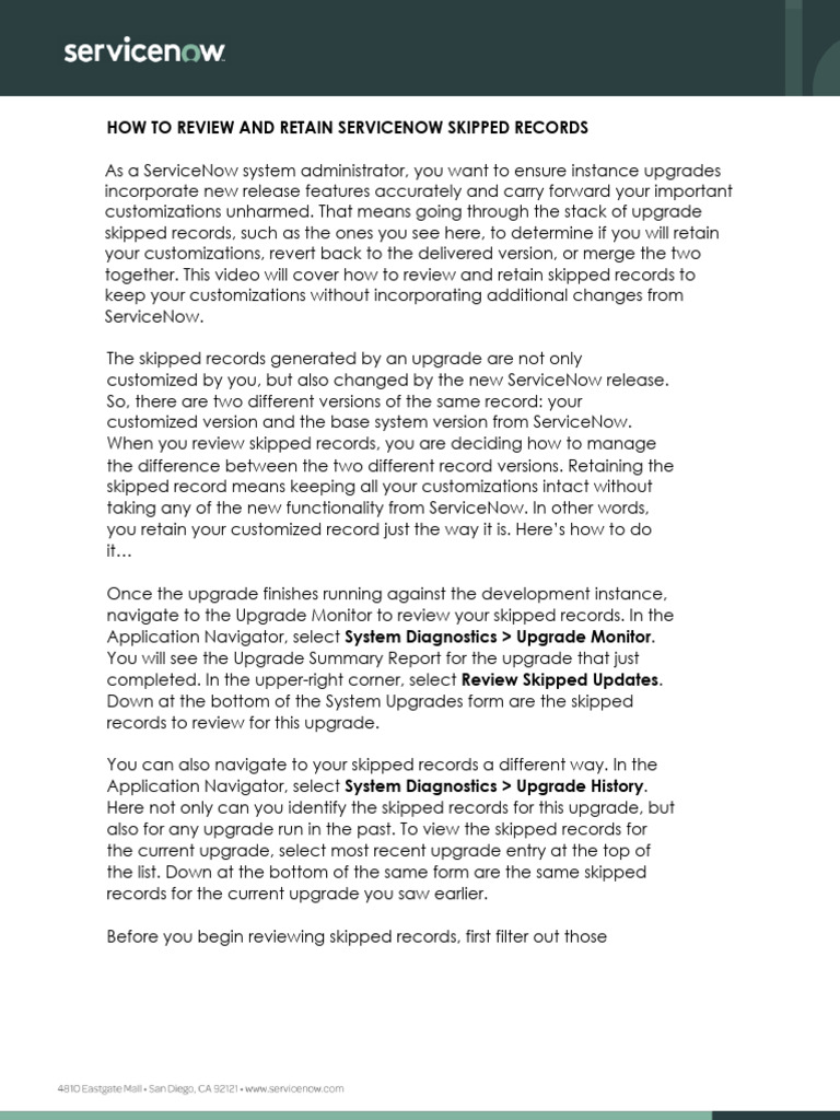 TRANSCRIPT - How To Review and Retain ServiceNow Skipped Records | PDF ...