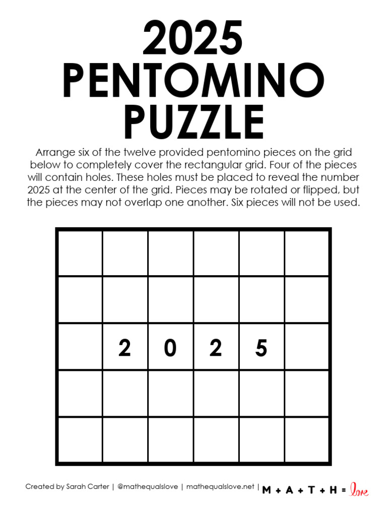 Pentomino Puzzle: Reveal 2025 | PDF
