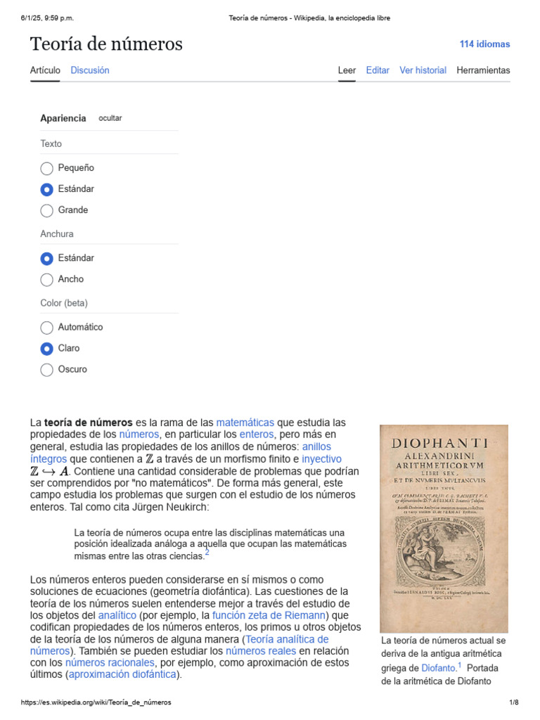 Teoría de números - Wikipedia, la enciclopedia libre | PDF | Teoría de los números | Número primo