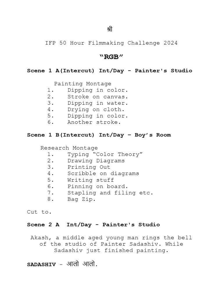 Scene 1 A (Intercut) Int/Day - Painter's Studio | PDF