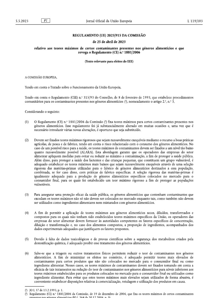 EU 915-2023 - Limites Máximos | PDF