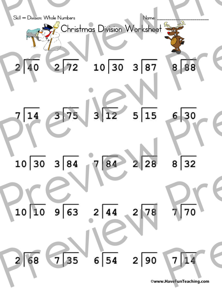 Christmas Math Worksheet 7 Preview | PDF