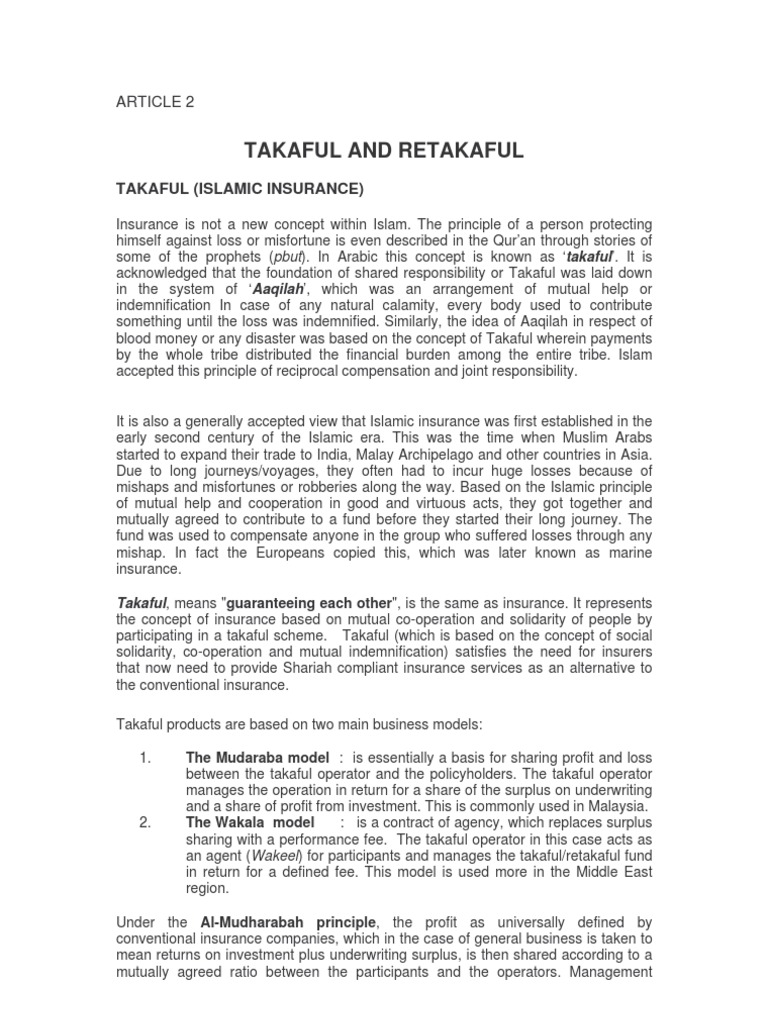 Takaful Retakaful | PDF | Reinsurance | Insurance