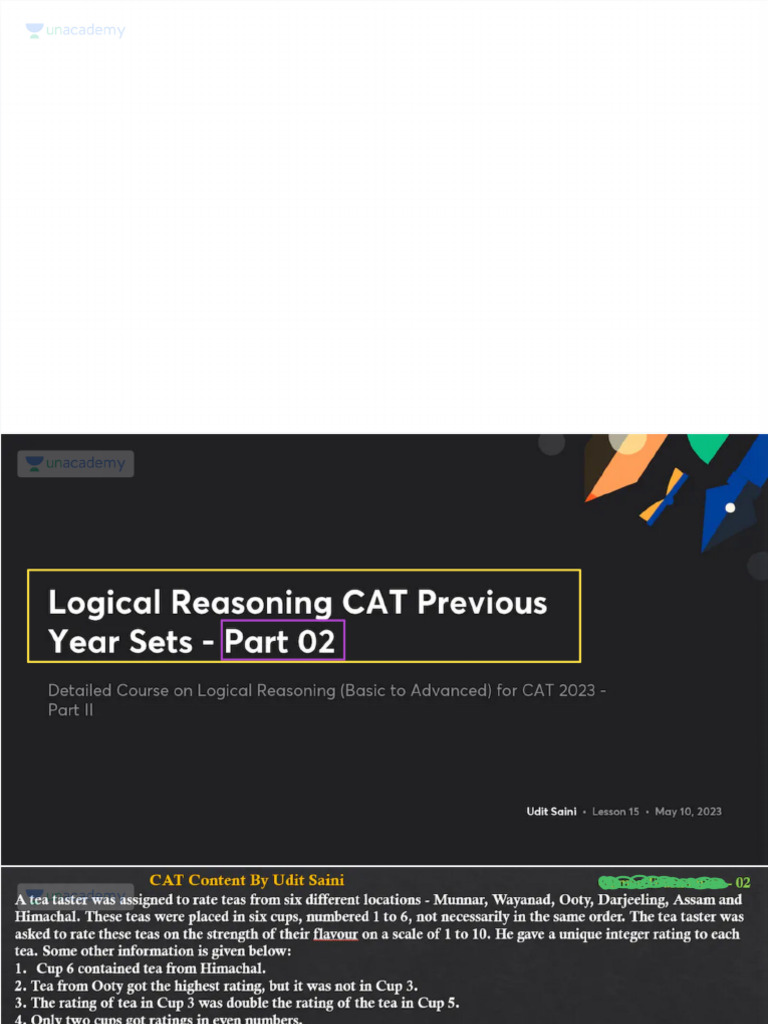 Logical Reasoning CAT Previous Year Sets Part 02 With Anno | PDF