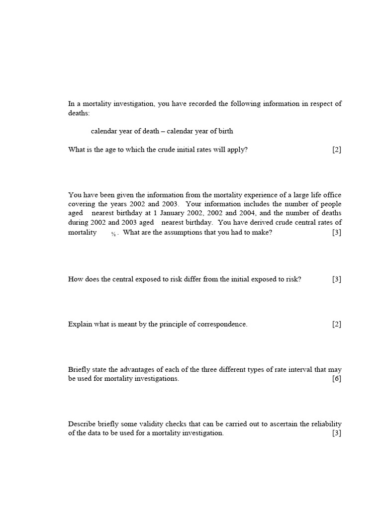 CT4 Q&A Bank Part 4 Questions | PDF | Mortality Rate | Accuracy And Precision